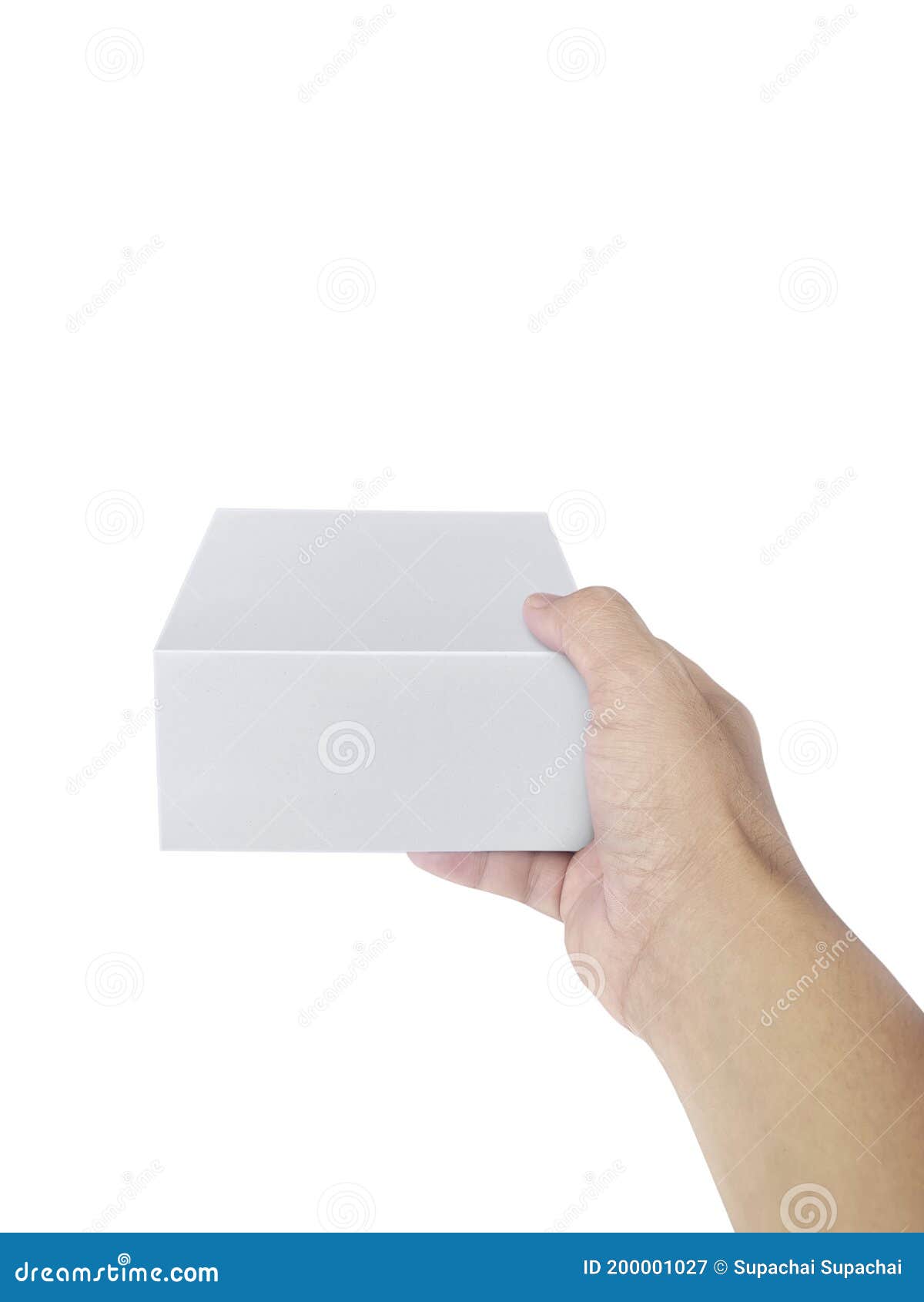 Box in Hand on White Background Isolation Stock Image - Image of blank ...