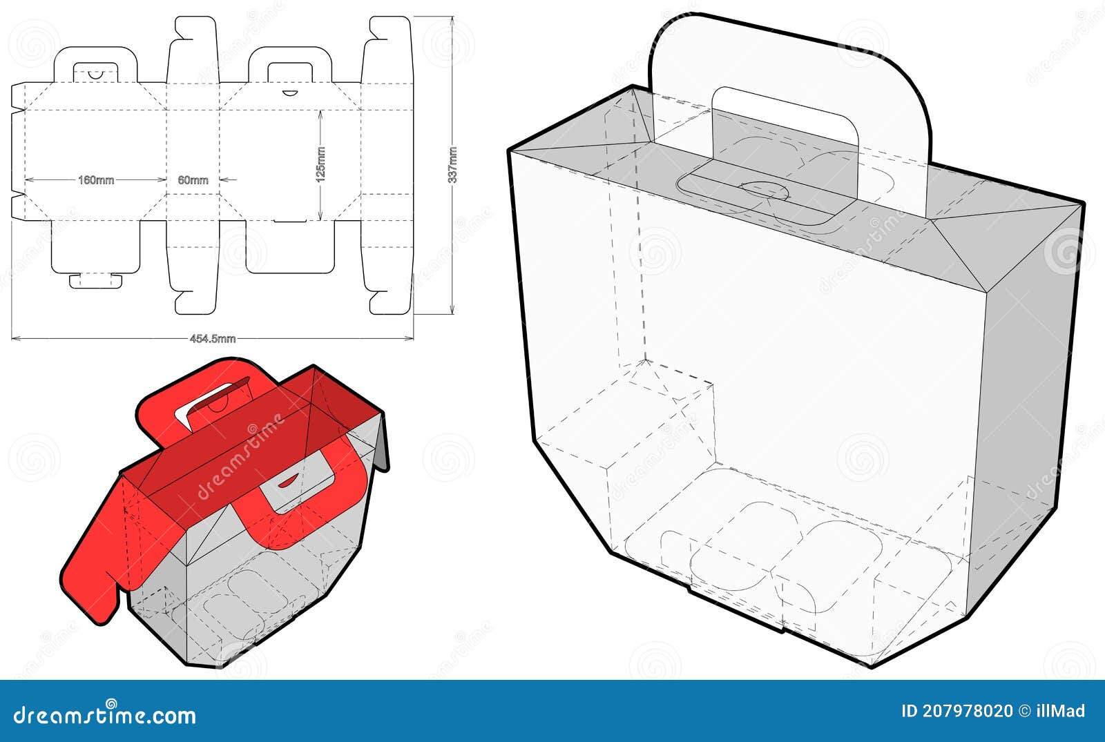 Box with Handle and Die-cut Pattern. Stock Vector - Illustration of ...