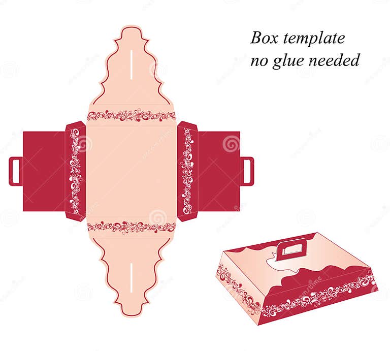 Box with Handle, No Glue Needed Stock Vector - Illustration of floral ...