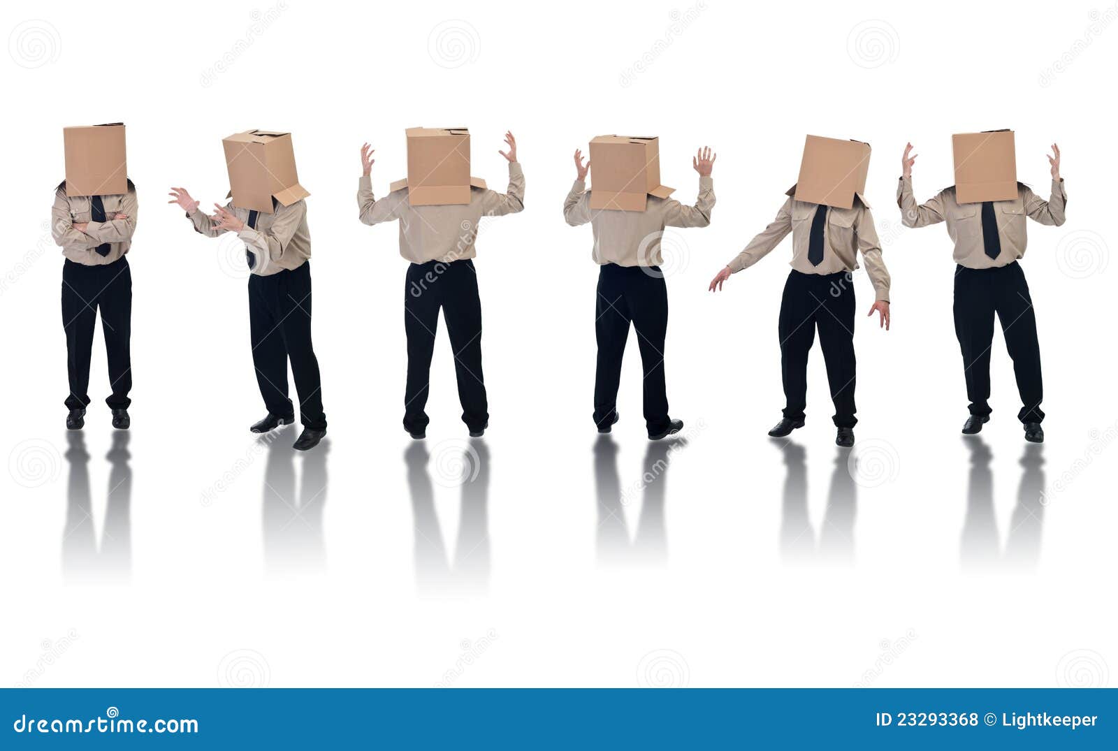 Box Headed Businessman with Reflection Stock Photo - Image of person ...