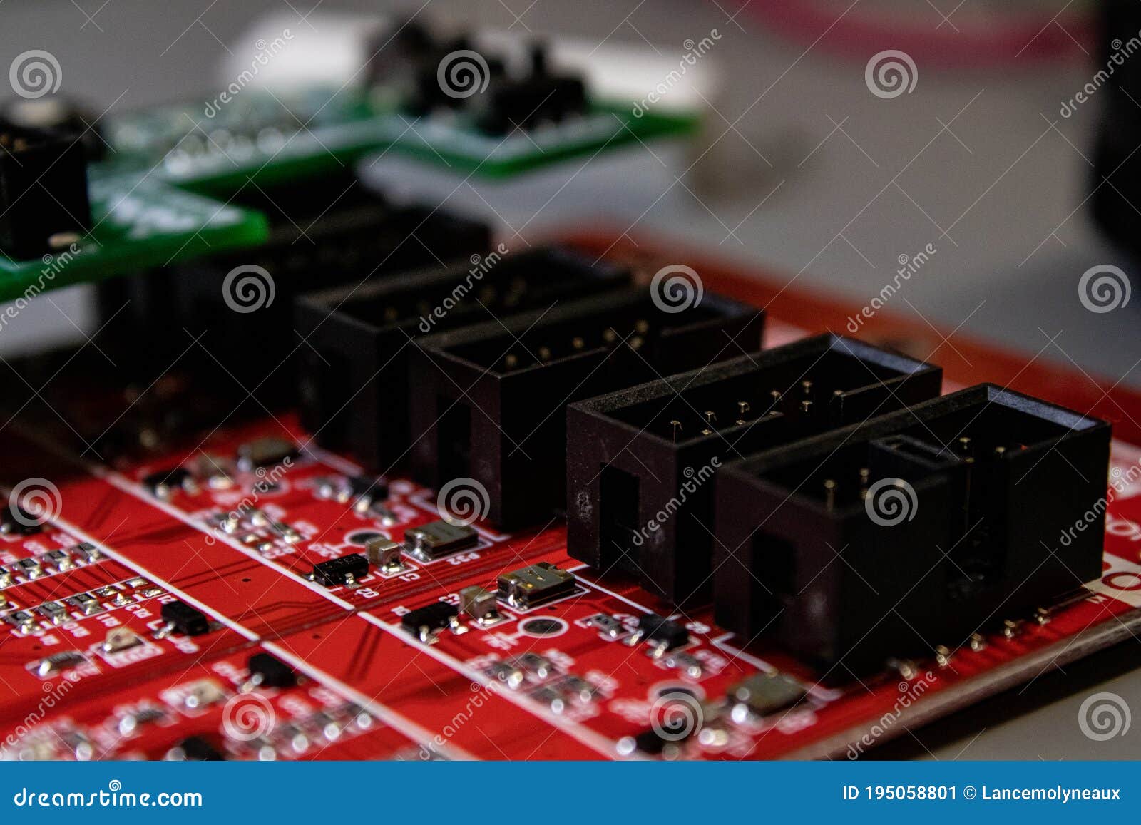 Box Header Connectors of Red Circuitboard in a Row Stock Image - Image ...