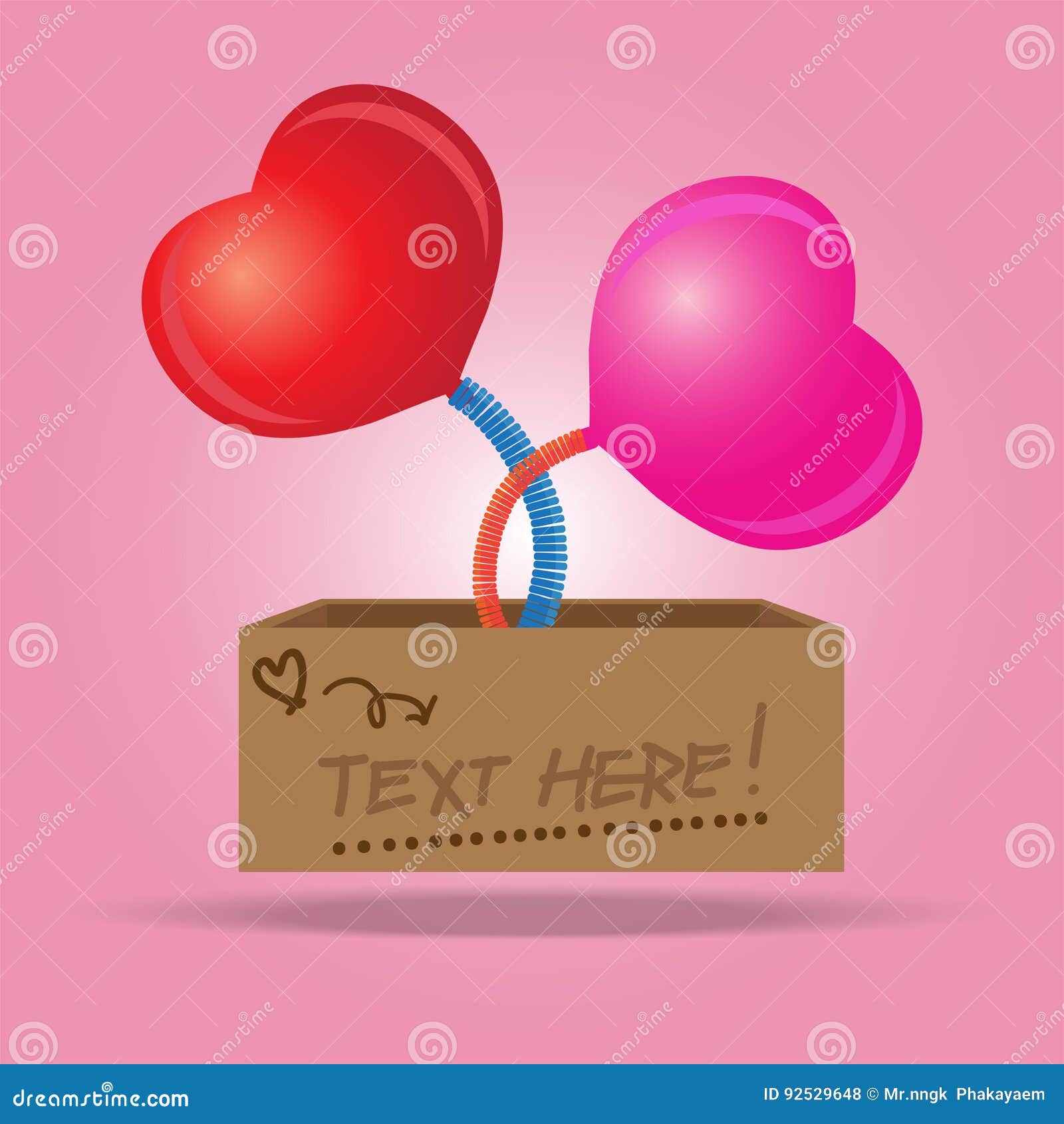 Box with a Heart Sign Symbol Jumping Out on a Spring. Stock Vector ...