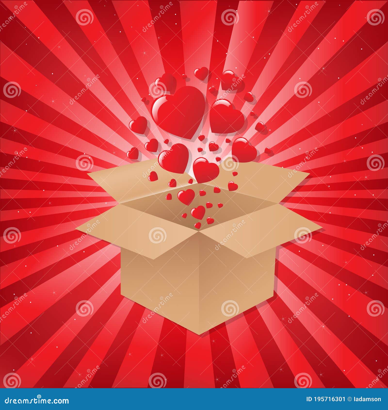 Box with Hearts stock vector. Illustration of starburst - 195716301
