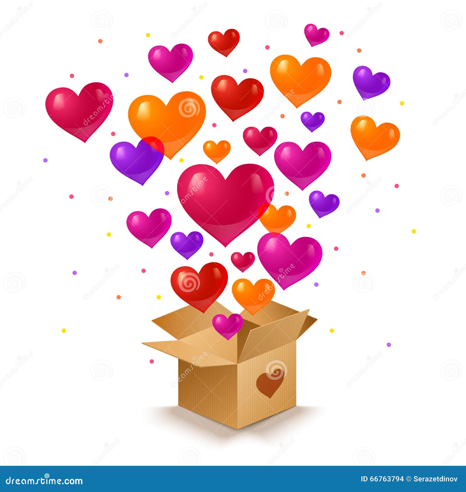 Box and hearts stock vector. Illustration of balloon - 66763794