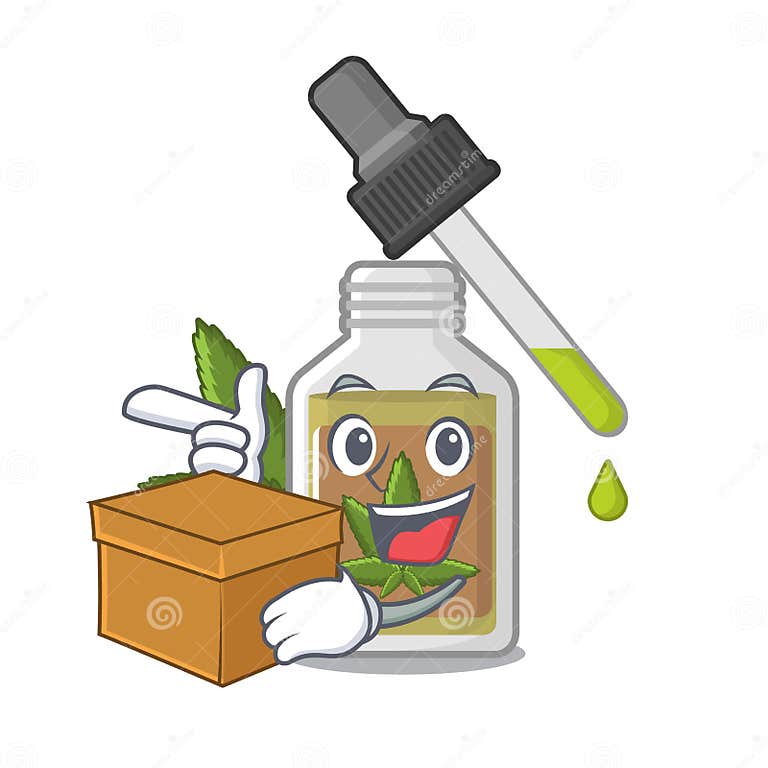 With Box Hemp Oil in the Cartoon Shape Stock Vector - Illustration of ...