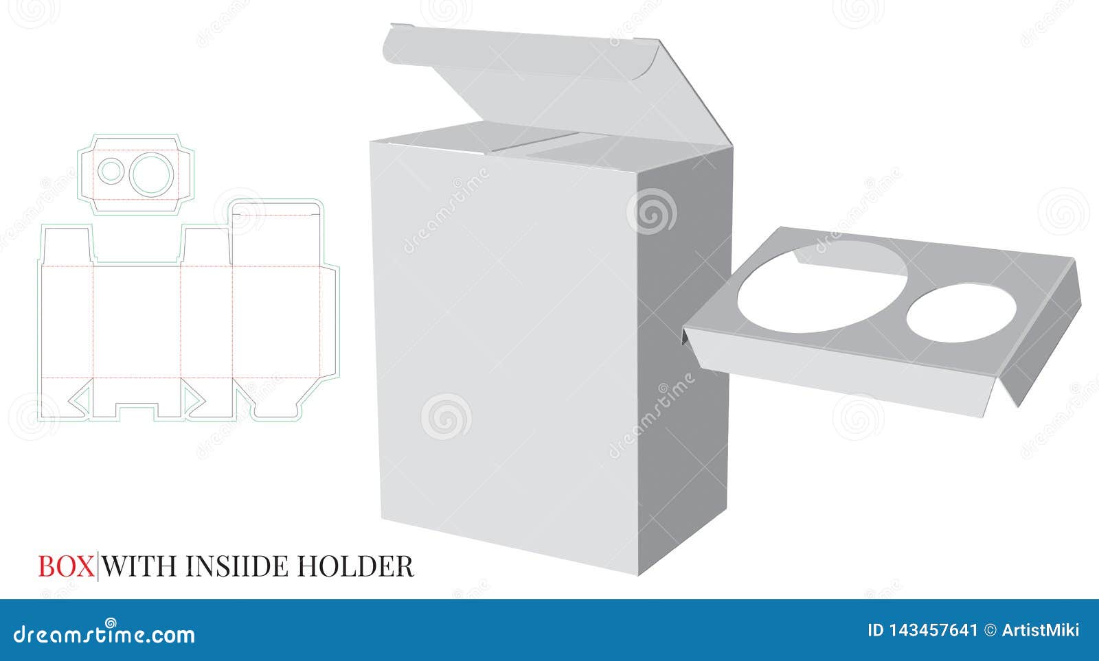 Box with Holder Inside Template. Vector with Die Cut / Laser Cut Layers ...