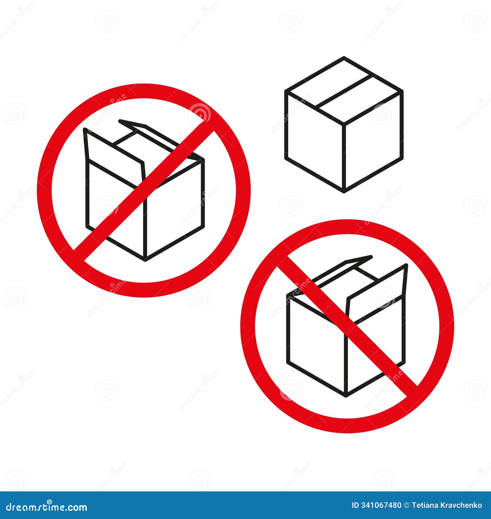 Box Icon. Prohibited Open Box. Red Warning Symbol. Vector Simple ...