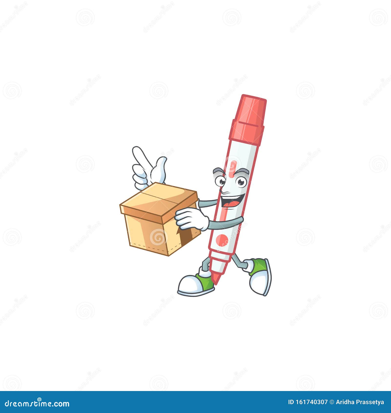 With Box Icon Red White Board Marker with Mascot Stock Vector ...