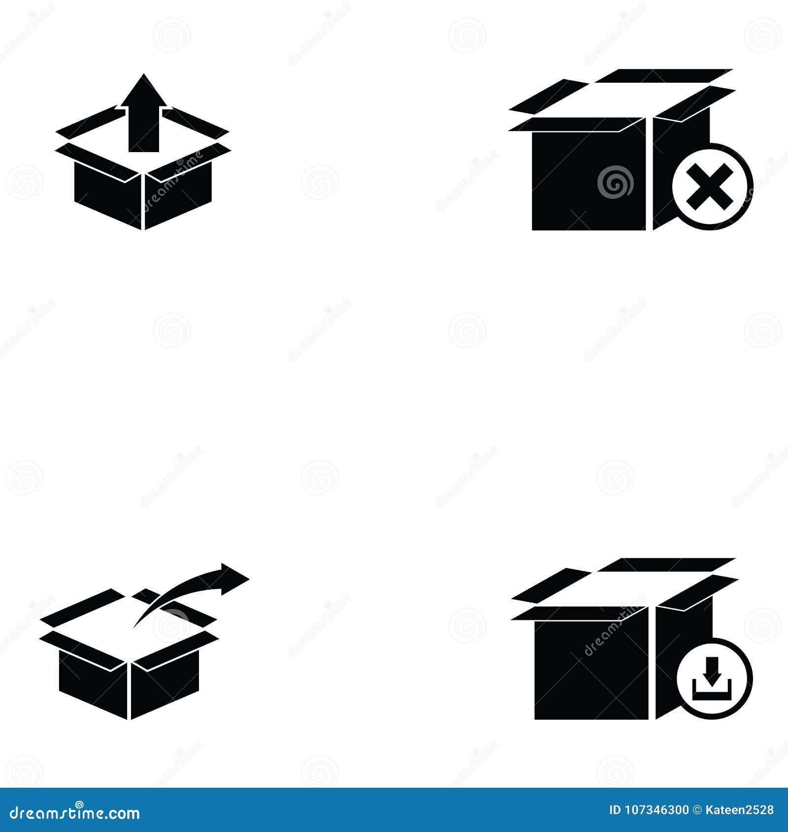 Box icon set stock vector. Illustration of gift, packing - 107346300
