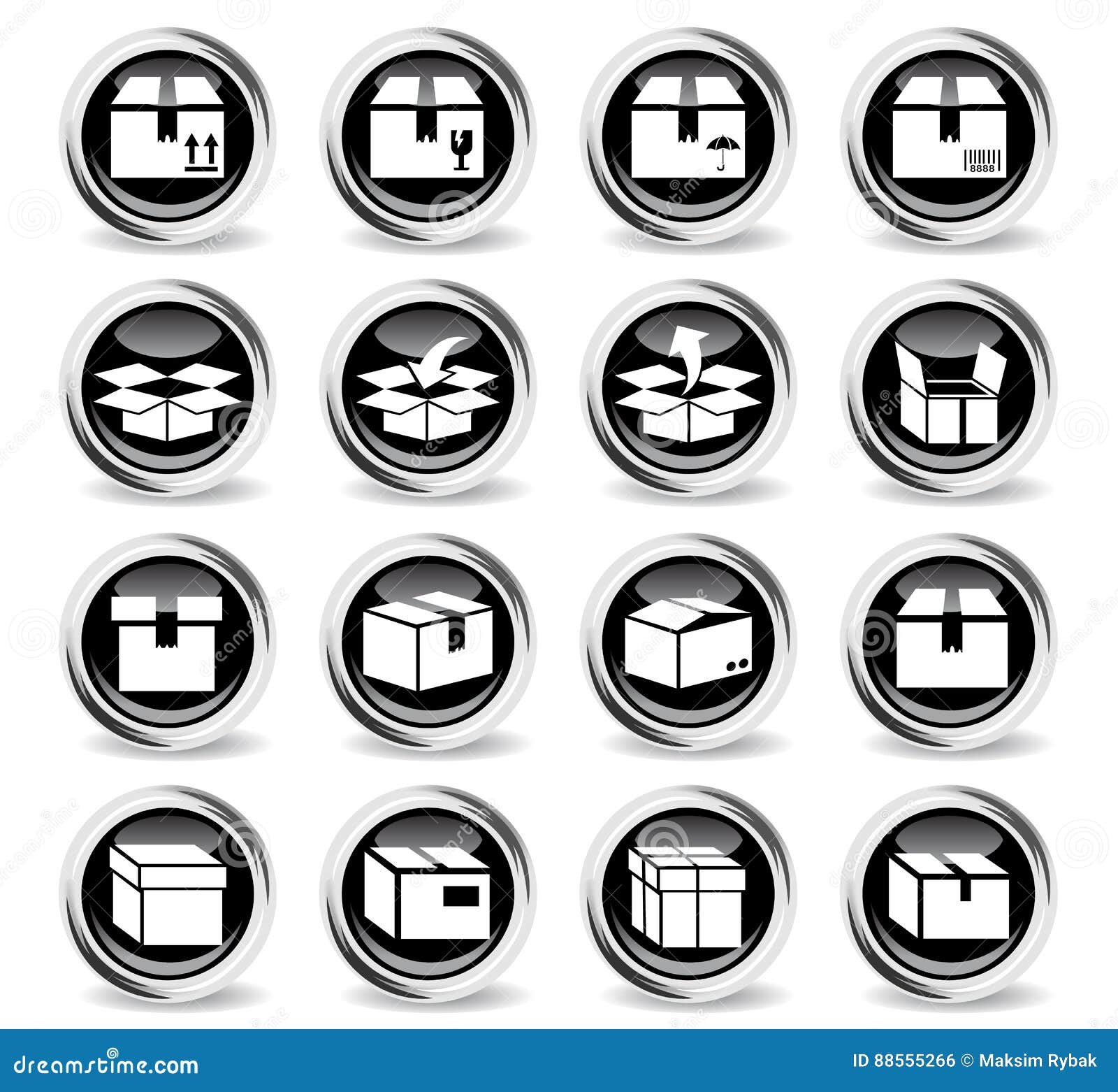 Box icon set stock illustration. Illustration of icon - 88555266