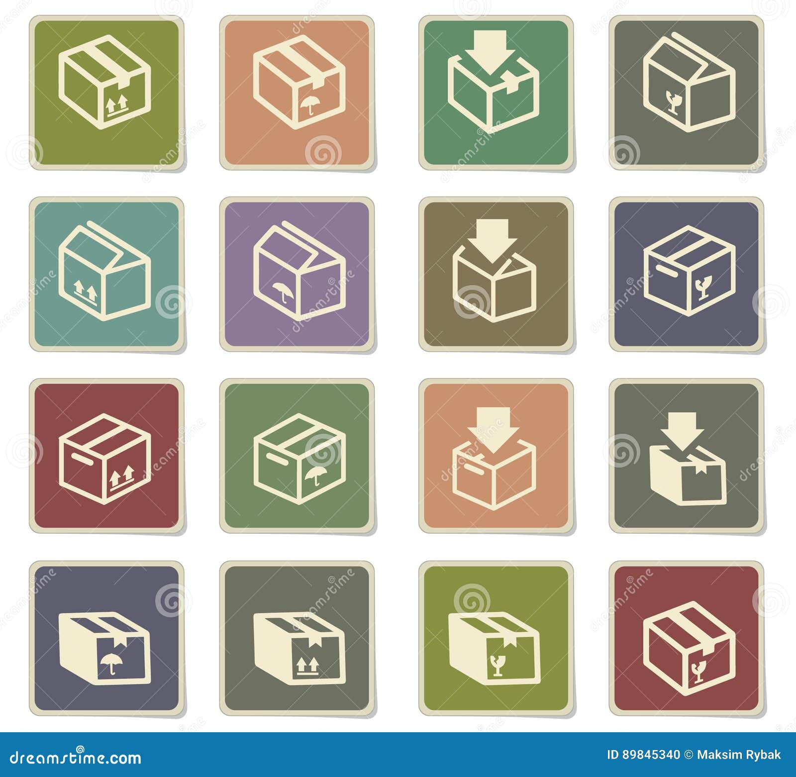 Box icon set stock illustration. Illustration of closed - 89845340