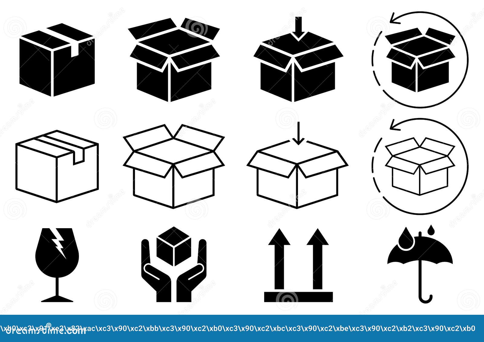 Box Icon Set in Line Style, Delivery Box, Package, Export Boxes, Cargo ...