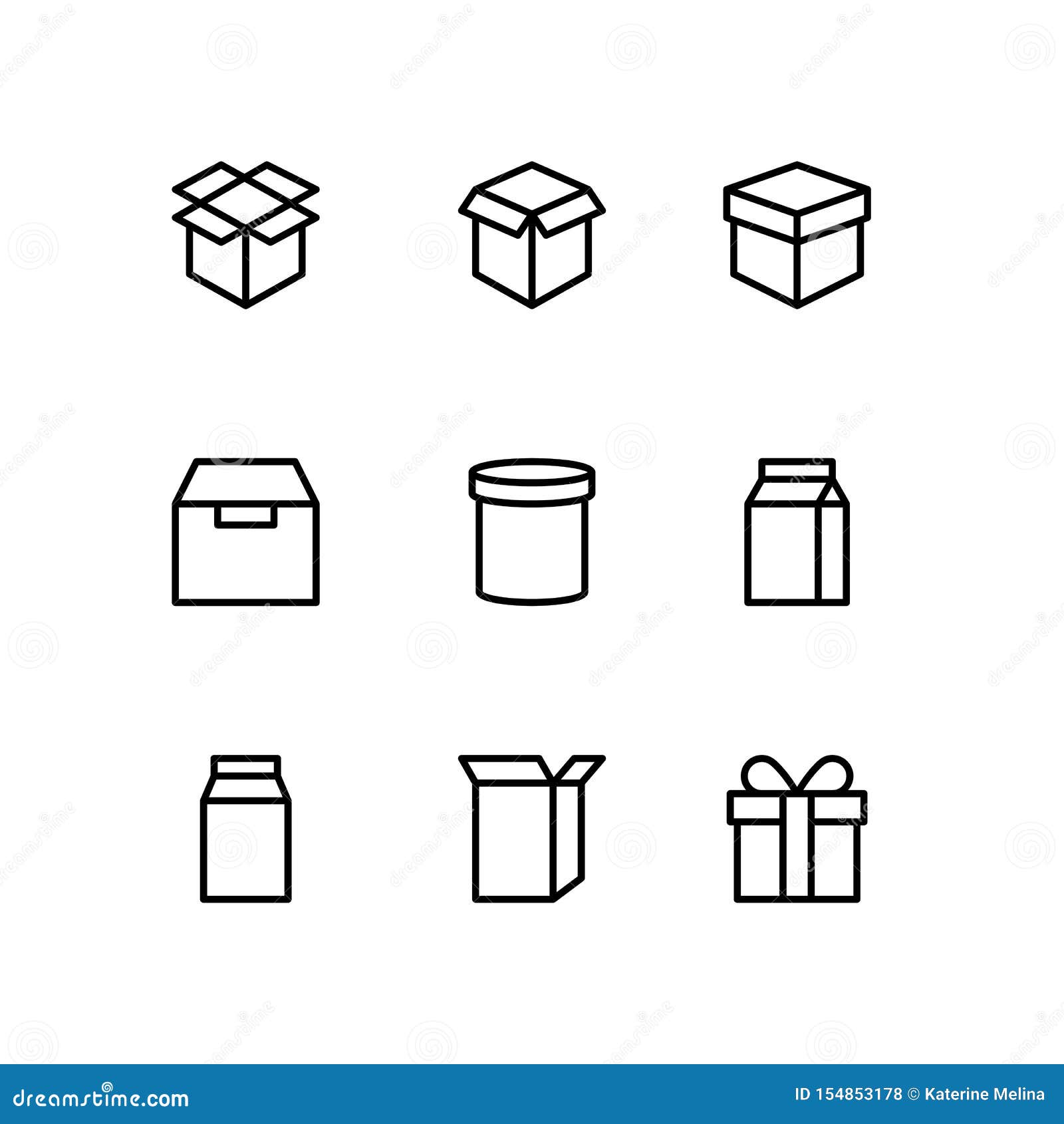 WebBox Icon Set in Thin Line Style Vector Image Stock Illustration ...