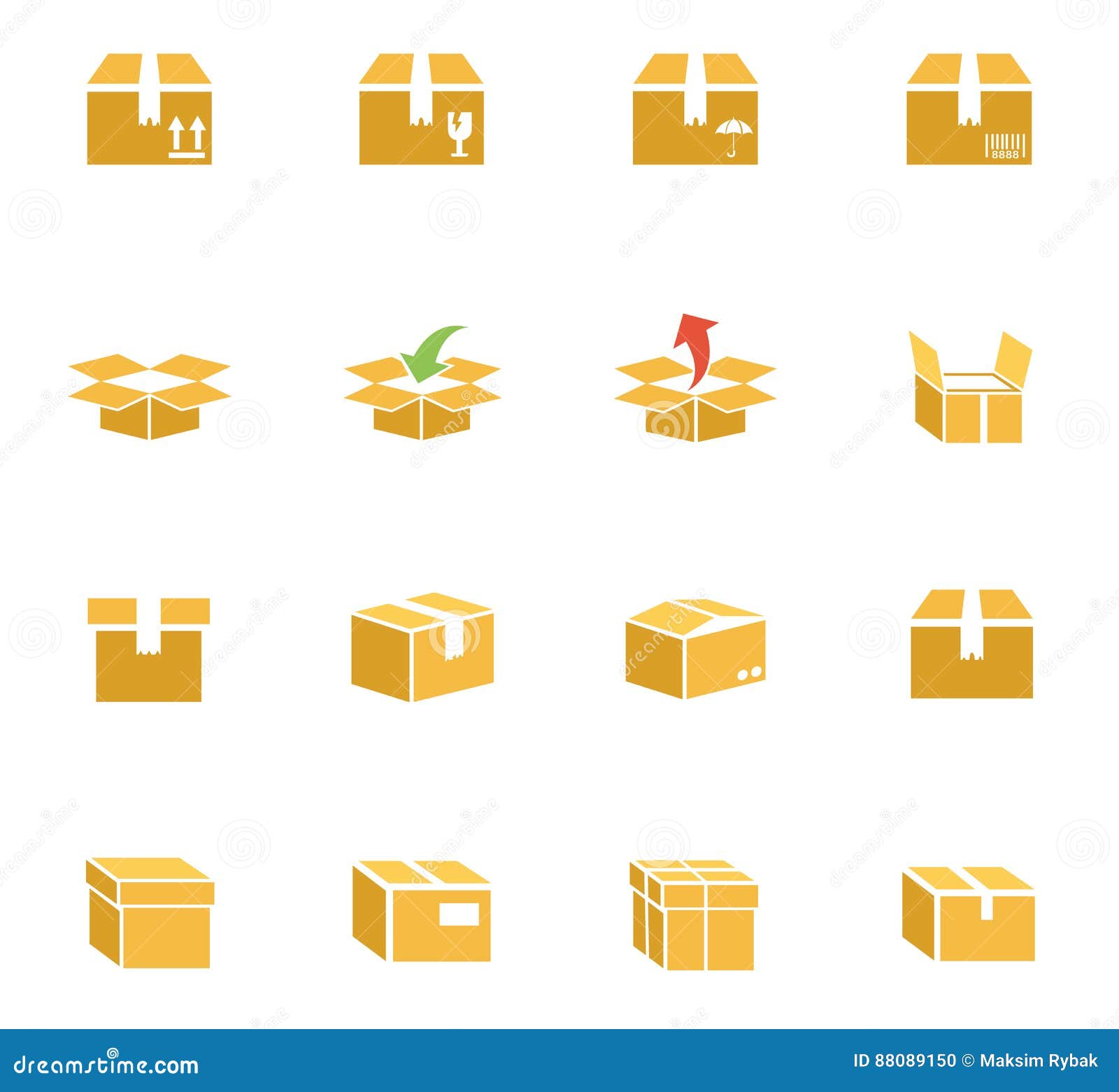 Box icon set stock vector. Illustration of sign, color - 88089150