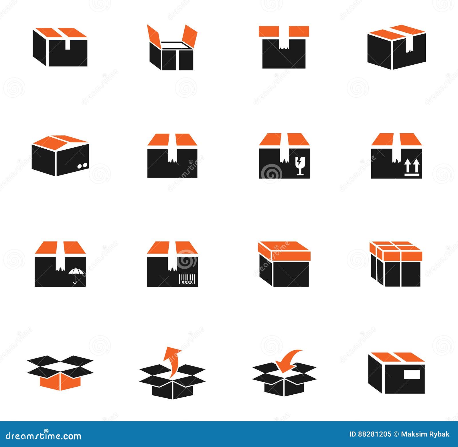 Box icon set stock illustration. Illustration of open - 88281205