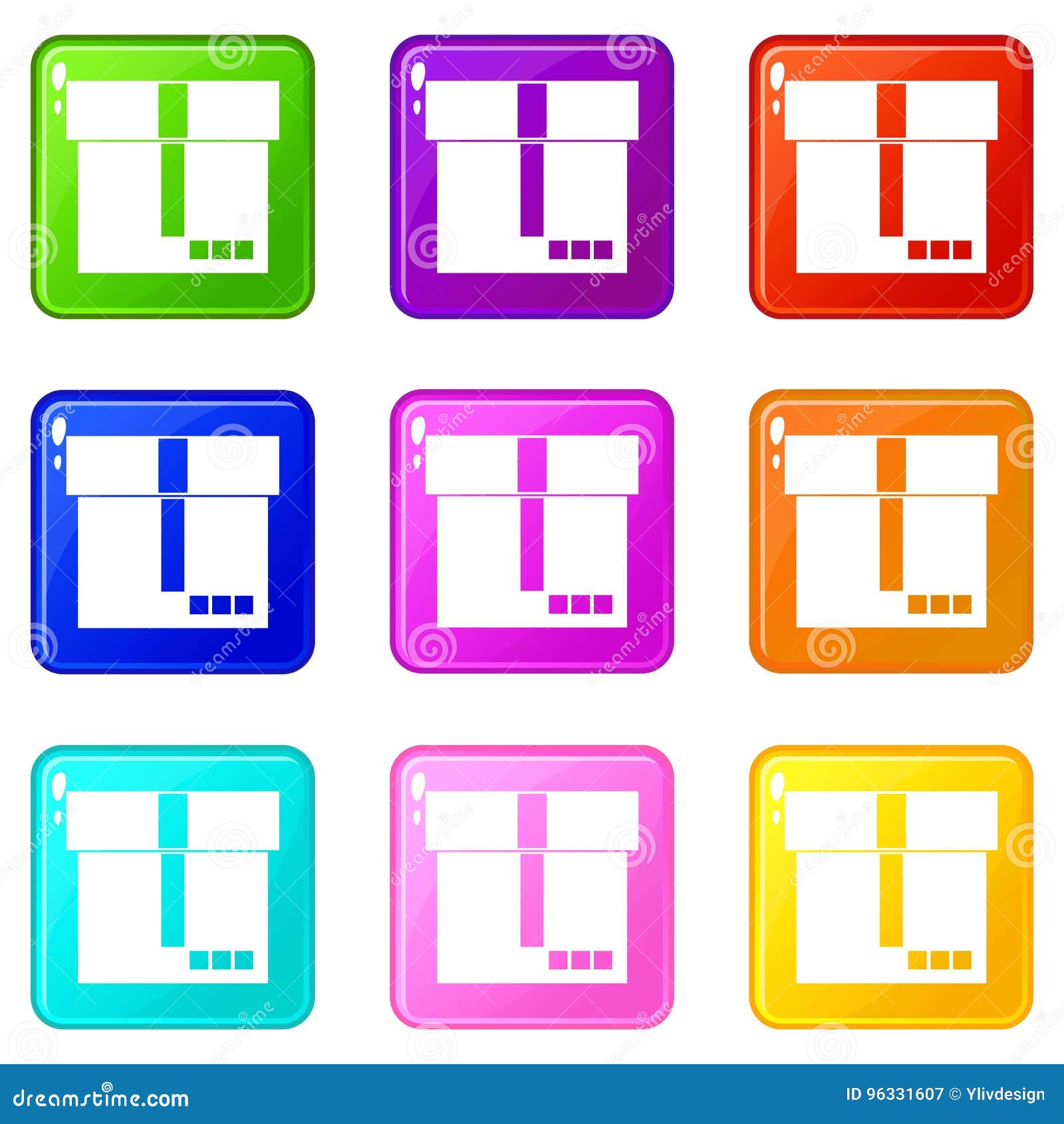 Box icons 9 set stock vector. Illustration of collection - 96331607