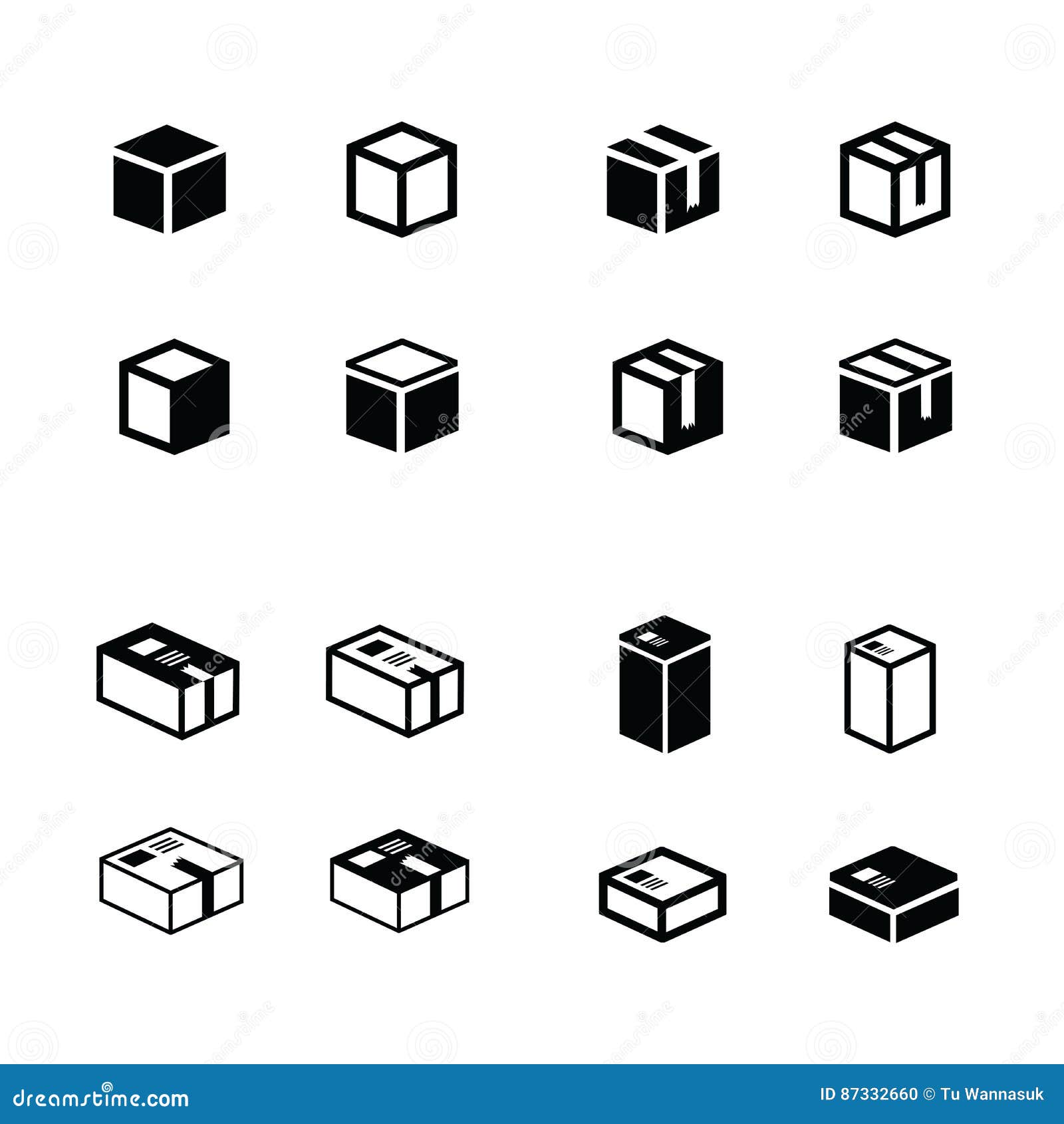 Box icons set stock illustration. Illustration of open - 87332660