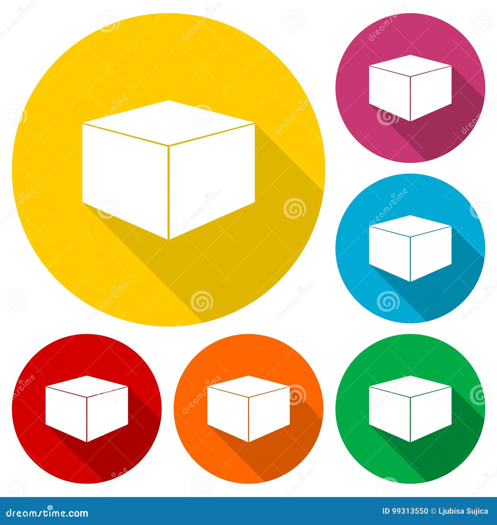 Box Icons Set with Long Shadow Stock Vector - Illustration of cargo ...
