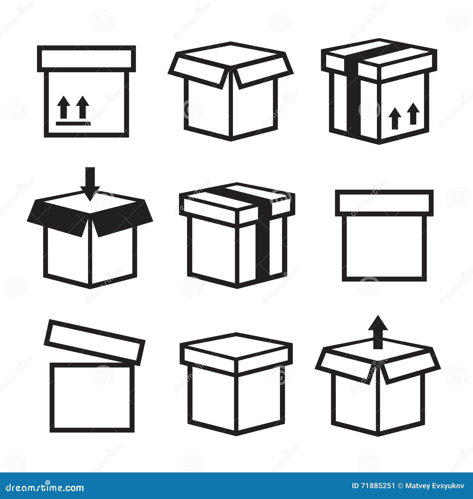 Box Icons Set. Package Box Container, Packaging Box Icon Stock ...