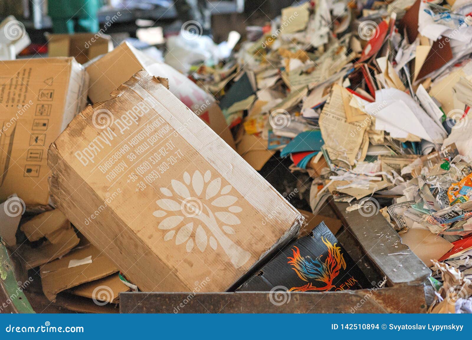 Piles of Old Cardboard Boxes Stored for Recycling. Closeup Editorial ...