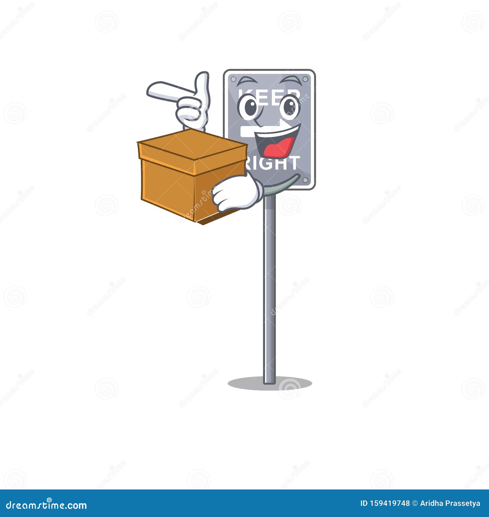 With Box Keep Right Isolated in the Cartoon Stock Vector - Illustration ...