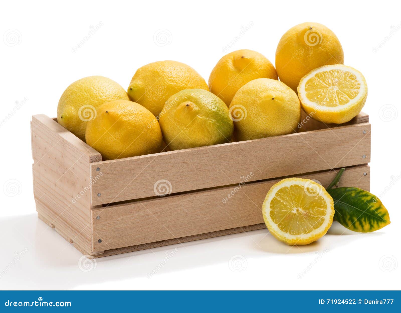 Box of lemons. stock photo. Image of food, plank, isolated - 71924522