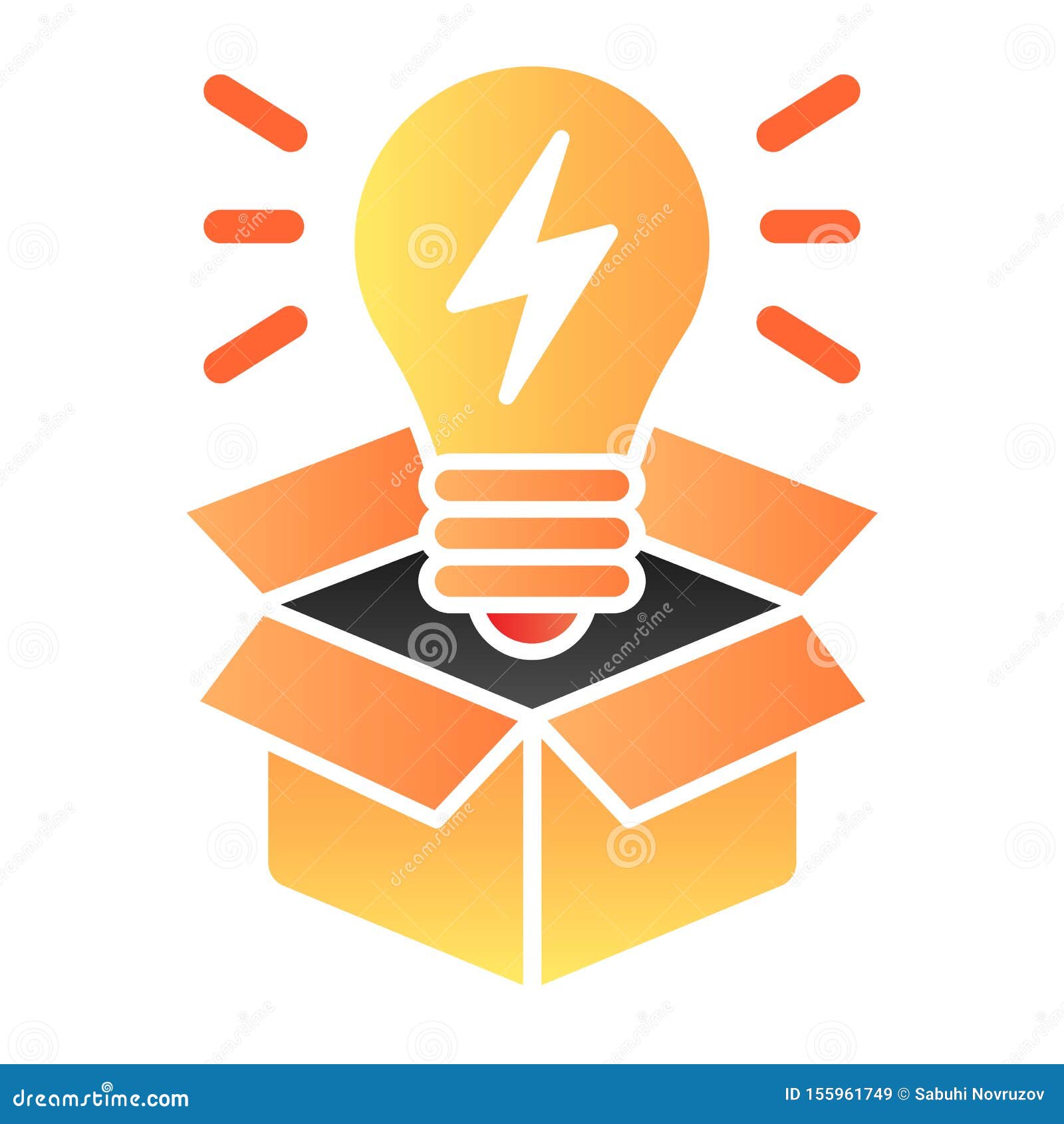 Box with Lighbulb Flat Icon. Idea Color Icons in Trendy Flat Style ...
