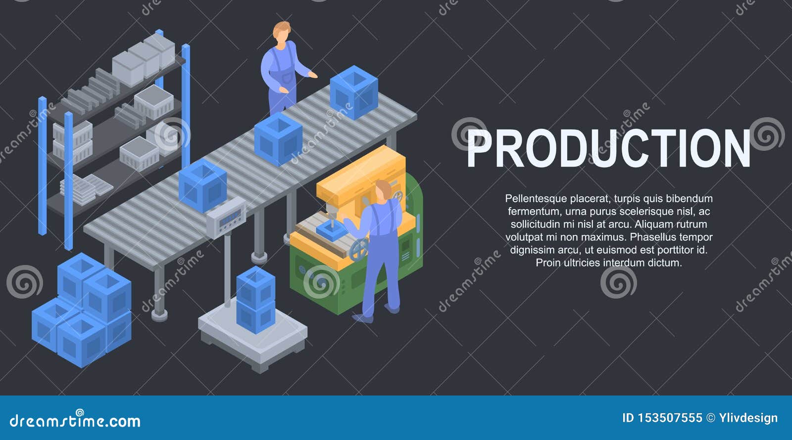 Box Line Production Concept Banner, Isometric Style Stock Vector ...