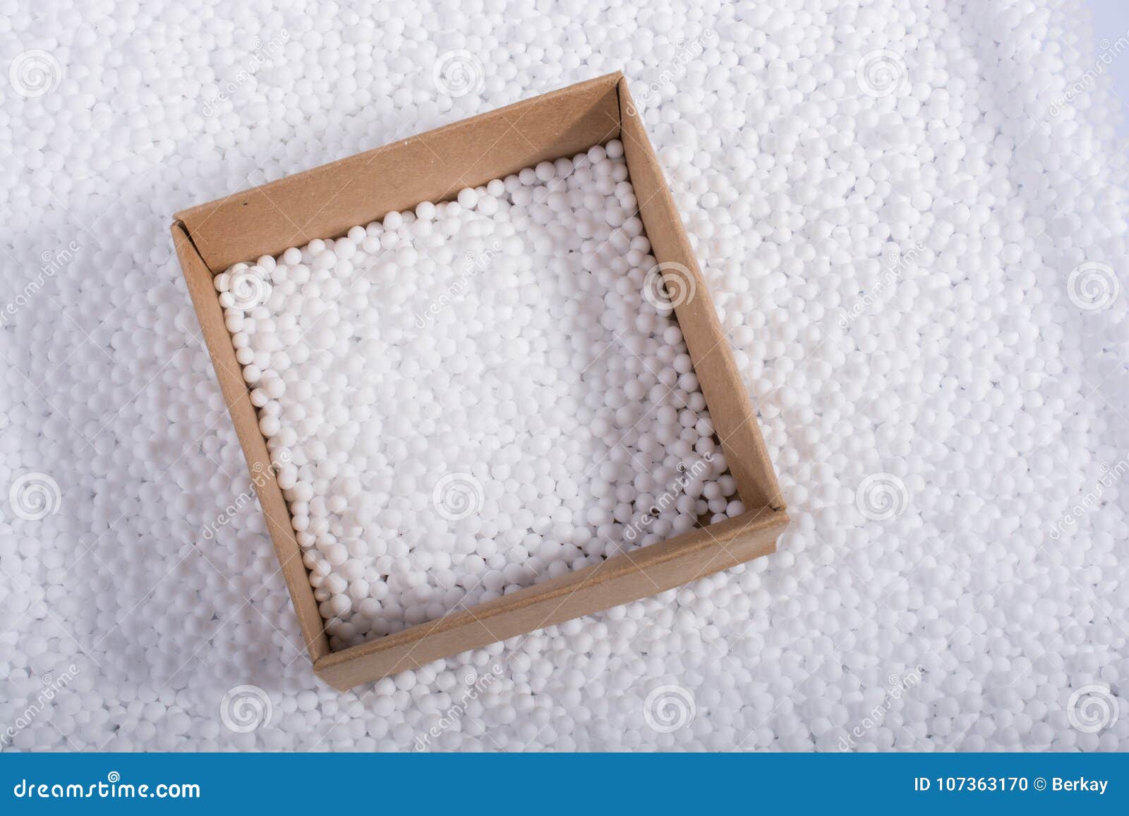 Box on White Polystyrene Foam Balls Stock Photo - Image of ...