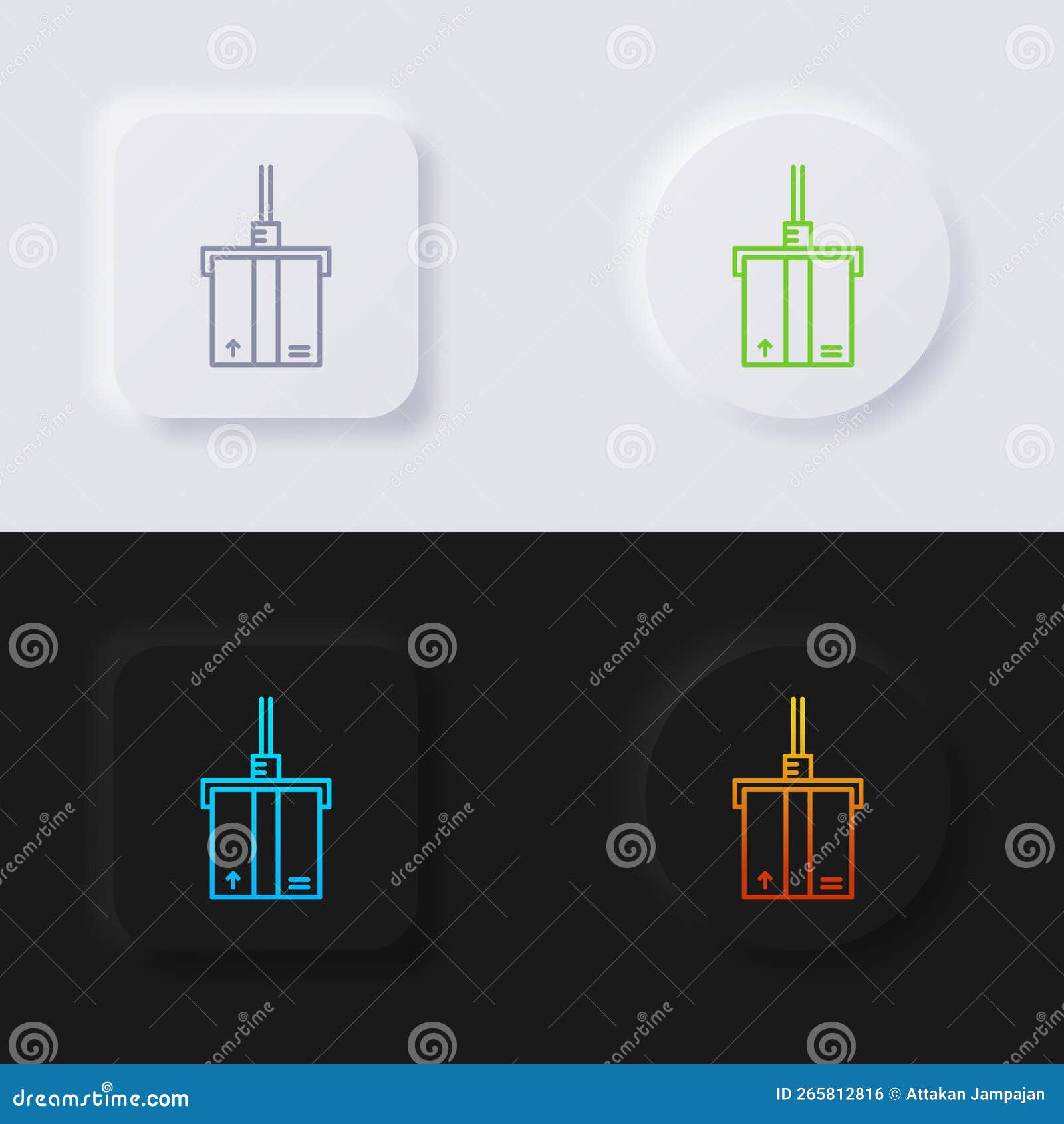 Box Loading with Crane, Icon Set, Multicolor Neumorphism Button Soft UI Design. Stock Vector ...