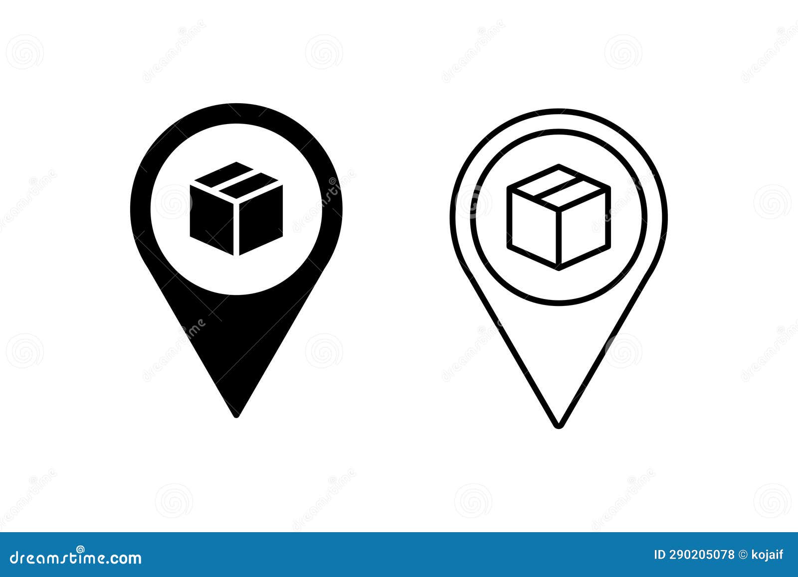 Box Location Pin Vector Icon Set. Delivery, Logistic Symbol Stock ...