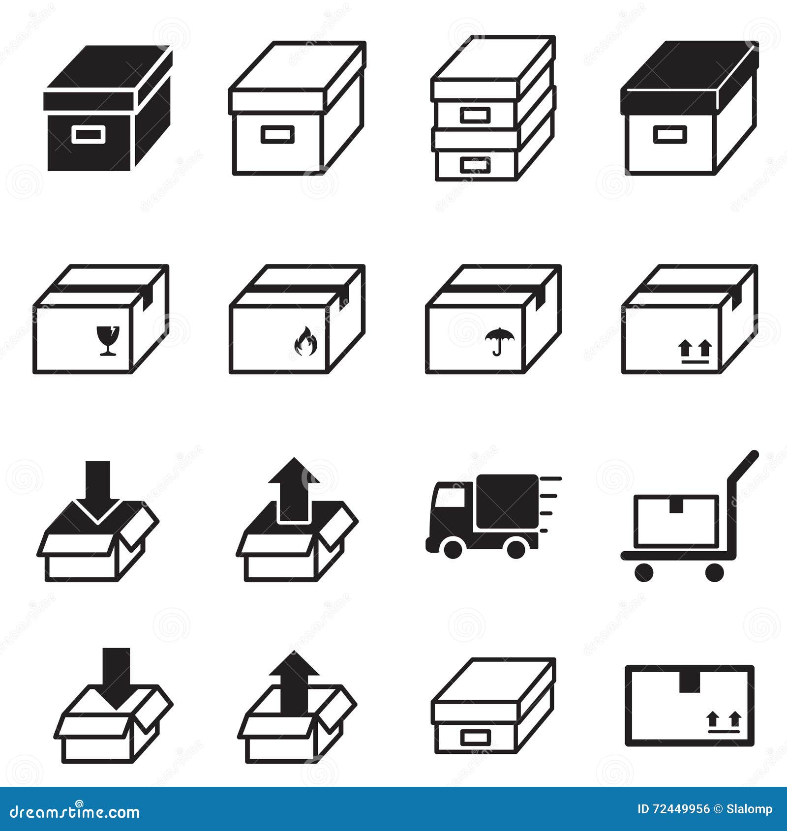 Box & Logistic Delivery Icons. Stock Vector - Illustration of object ...
