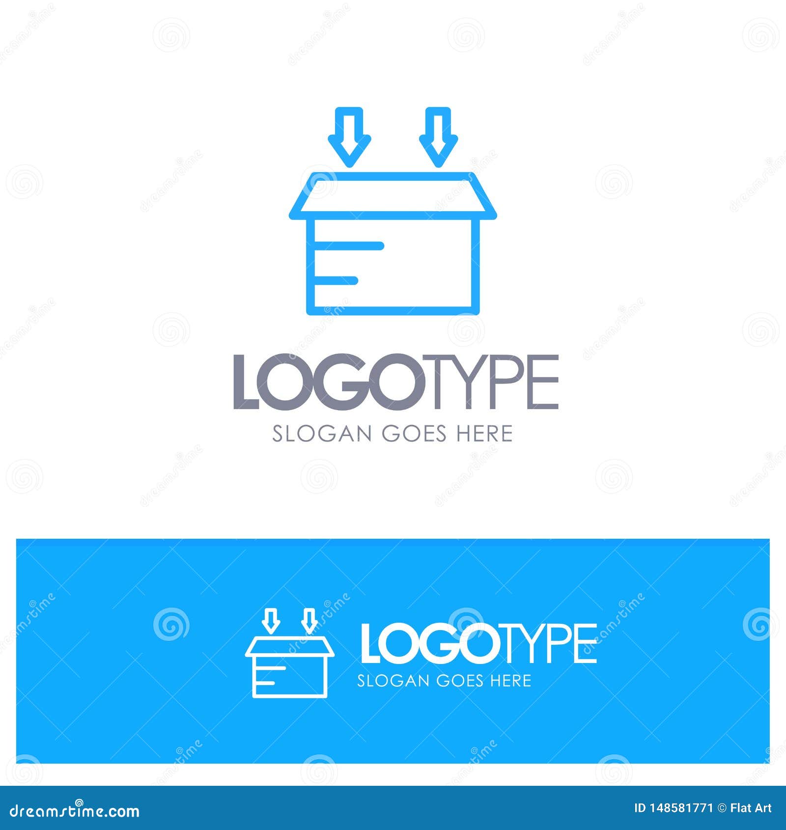 Box, Logistic, Open Blue Outline Logo Place for Tagline Stock Vector ...
