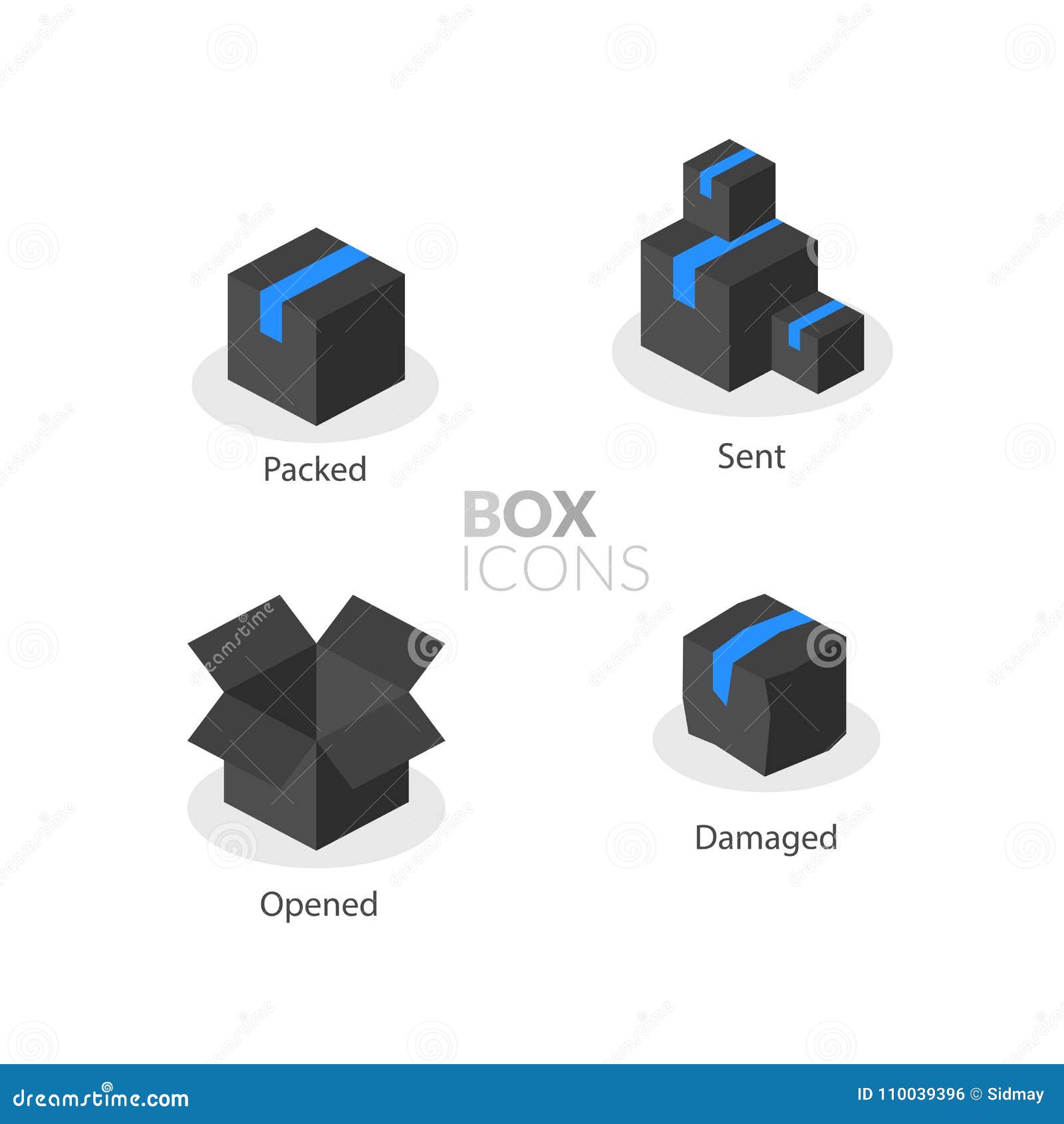 Box Logo Template, Flat Icons Set Stock Vector - Illustration of ...