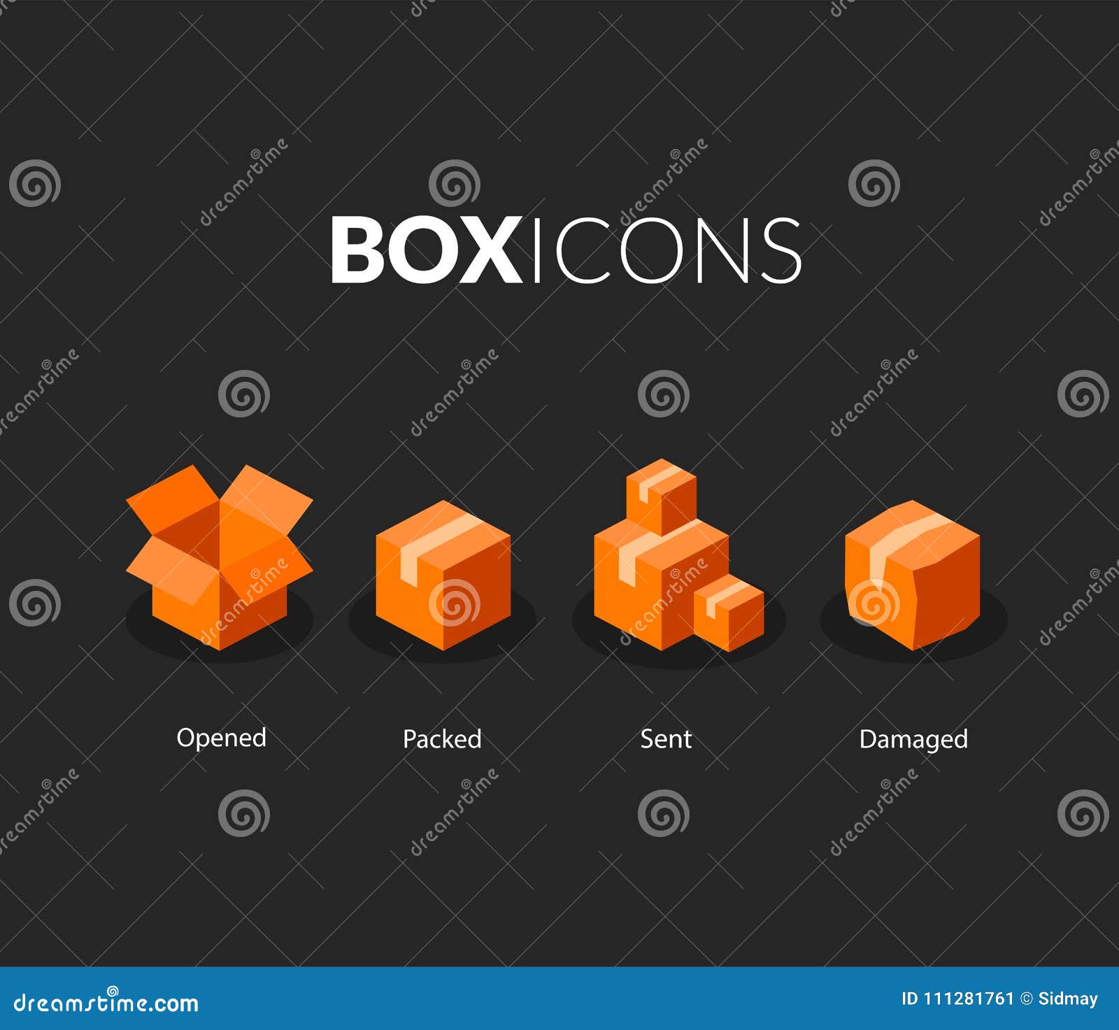 Box Logo Template, Flat Icons Set Stock Vector - Illustration of ...