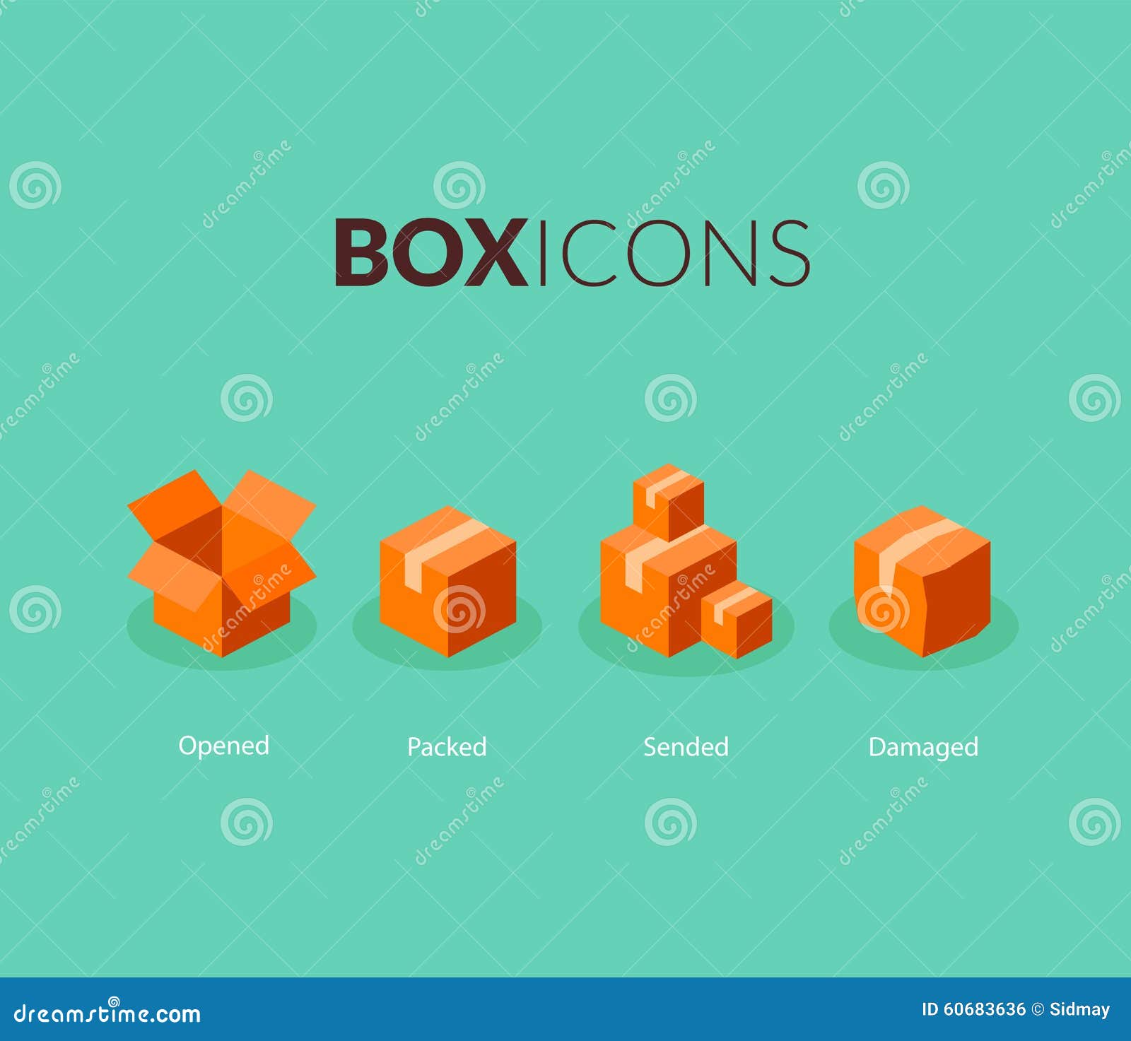 Box Logo Template, Flat Icons Set Stock Vector - Illustration of export ...