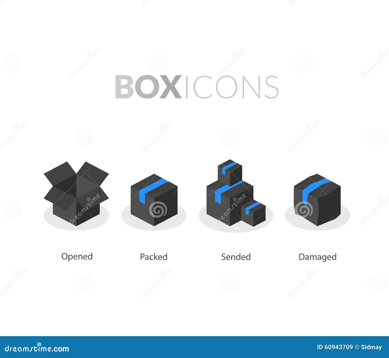 Box Logo Template, Flat Icons Set Stock Vector - Illustration of flat ...