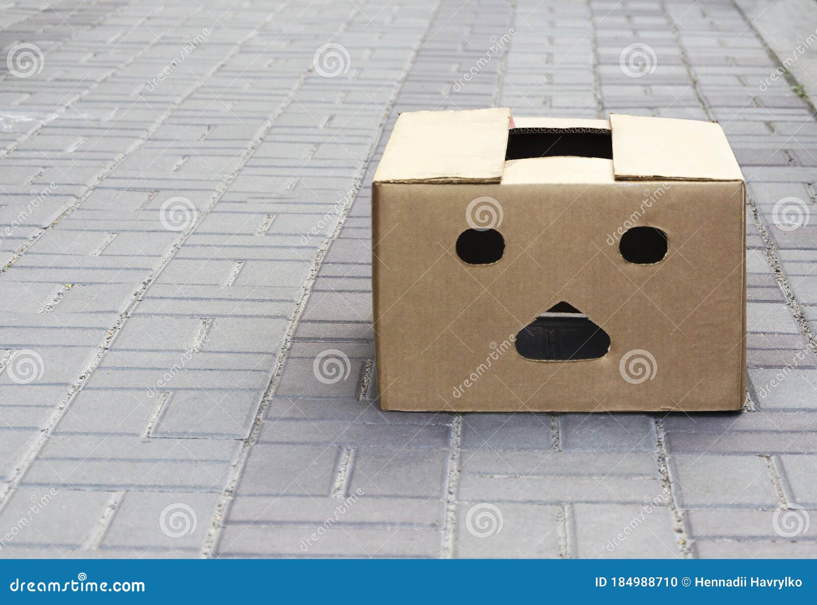Box with a Look of Surprise on the Sidewalk Alley Stock Photo - Image ...