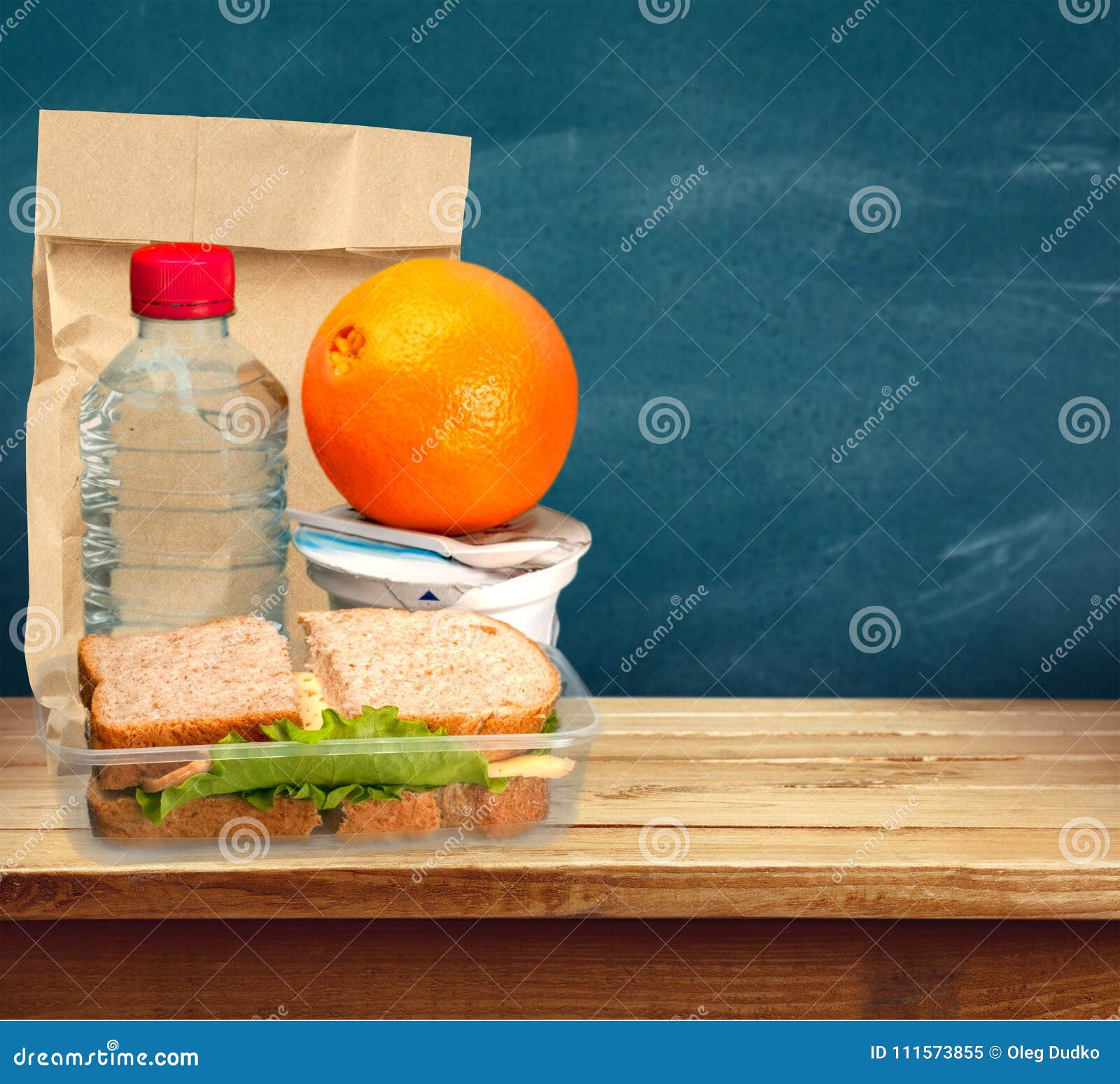 Lunchbox with Orange on Table Background Stock Image - Image of pink ...