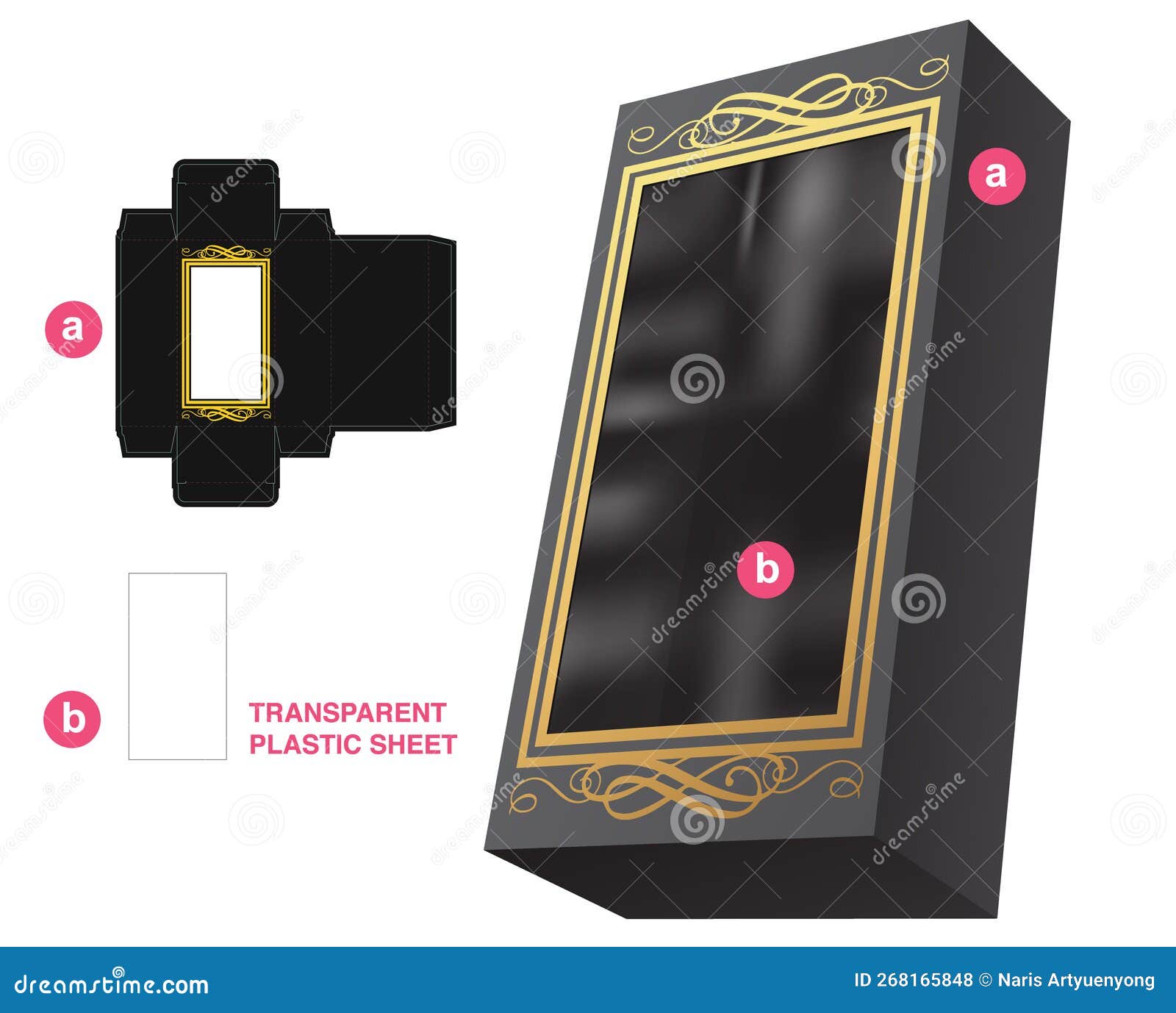 Box with Luxury Frame Window Die Cut Template Stock Vector ...