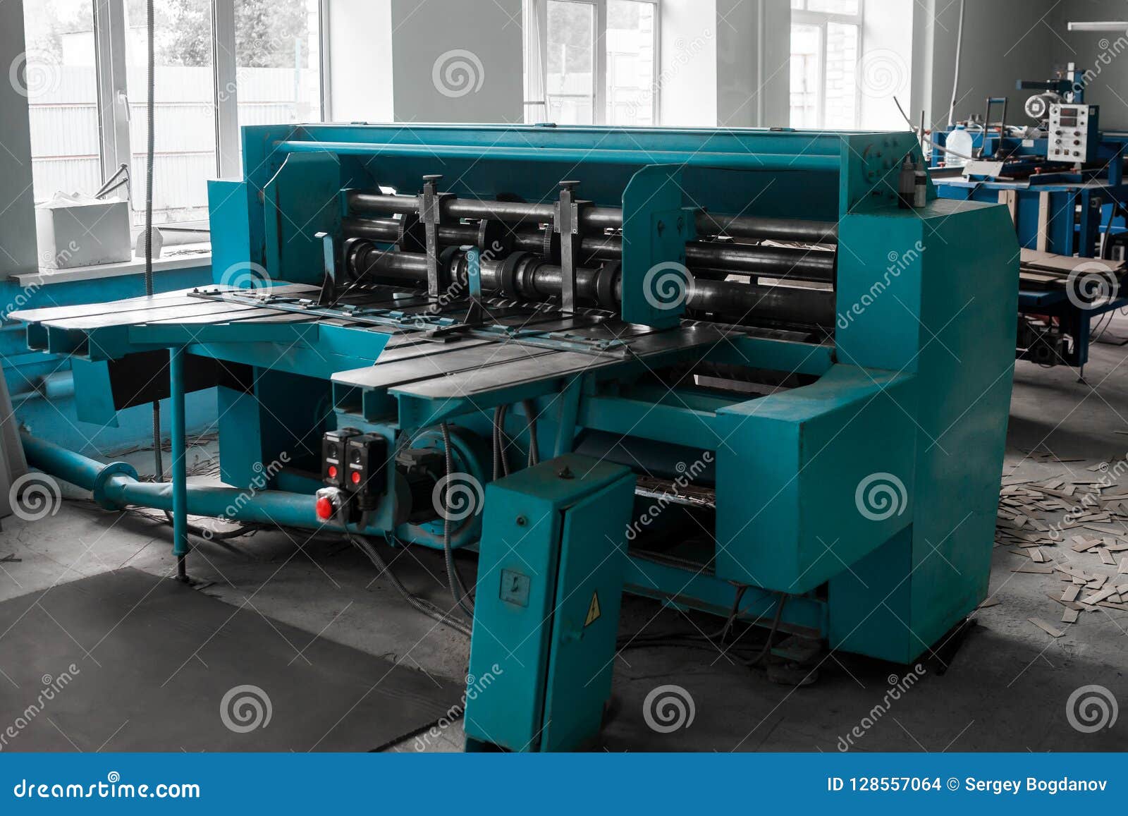 Box making machine stock photo. Image of indoors, business - 128557064