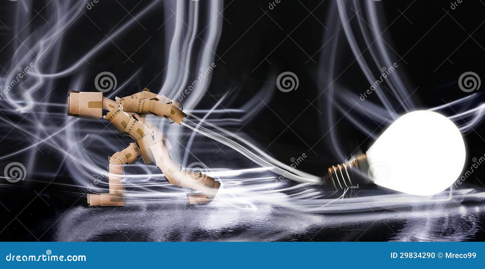 Box Character Dragging a Light Bulb Stock Photo - Image of dragging ...