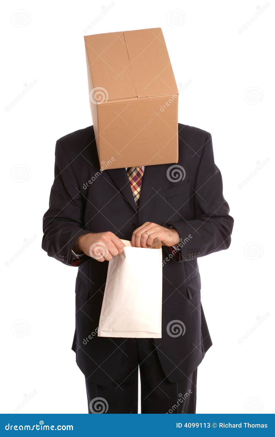 Box man opening envelope stock image. Image of businessman - 4099113