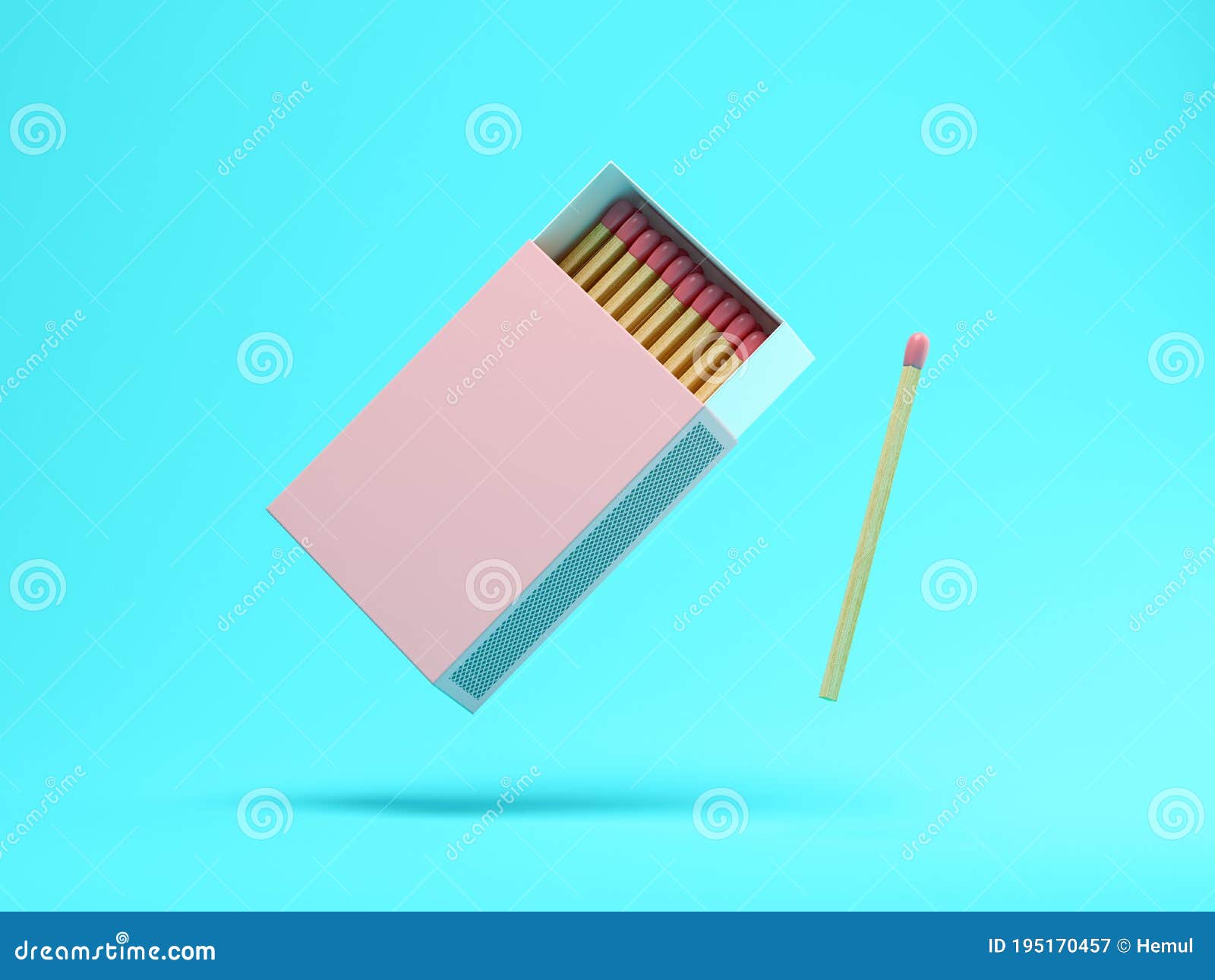 Box of Matches on Blue Background 3 D Illustration Stock Illustration ...