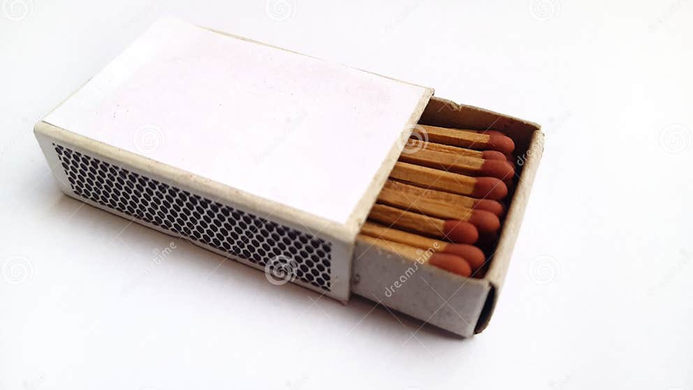 Box of Matches Isolated on White Background. Stock Image - Image of ...