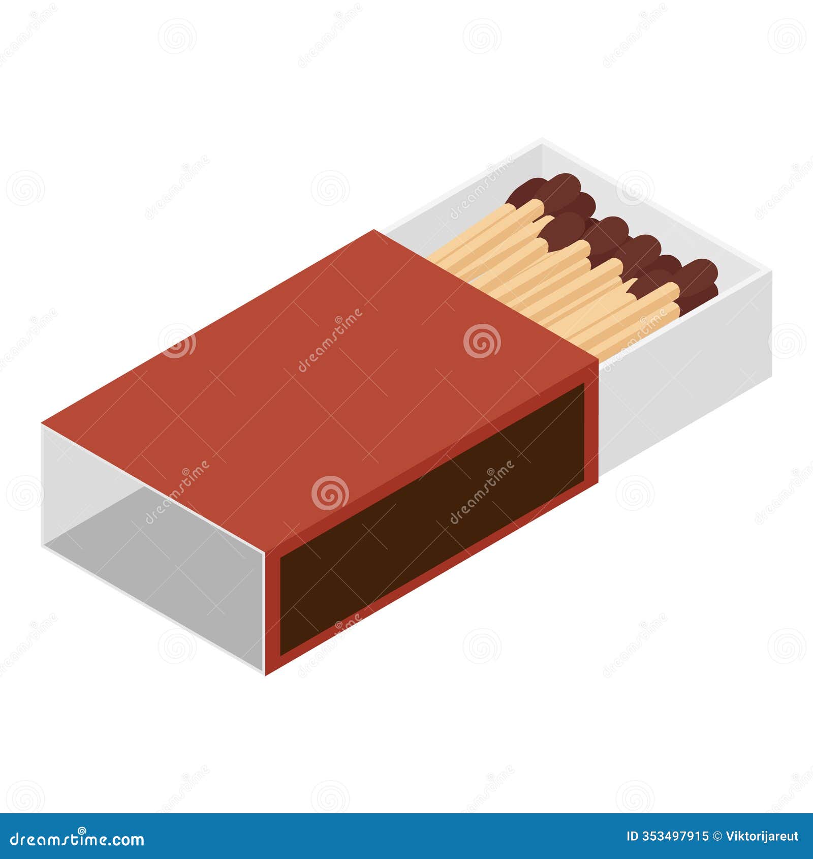 Box of Matches Isolated on White Background. Safety Matches. Isometric ...