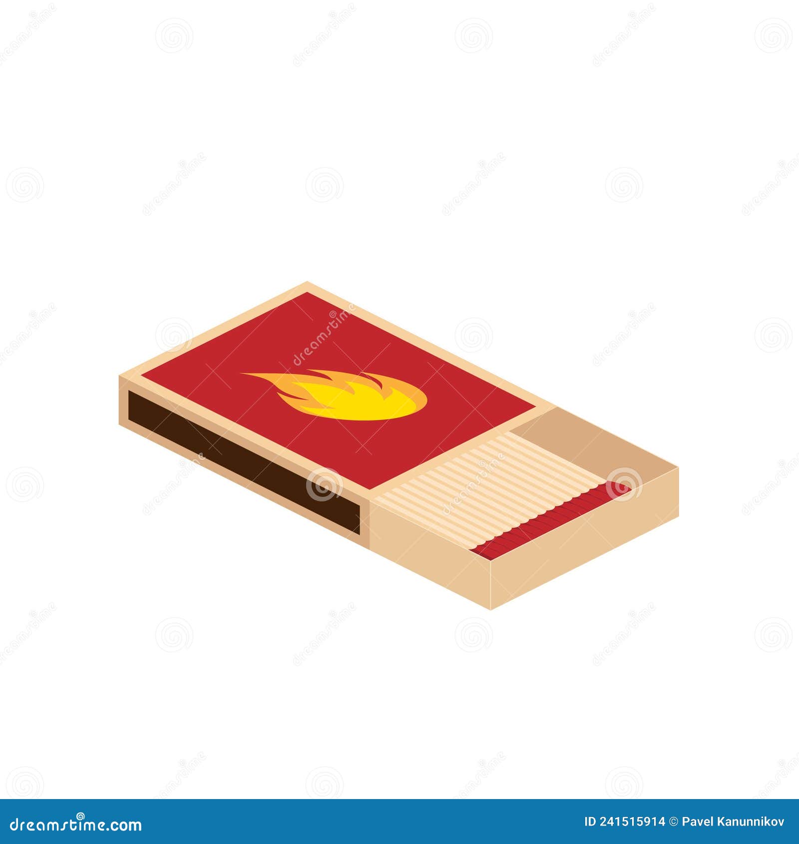 Box of Matches Isolated on White Background. Vector Illustration in a ...