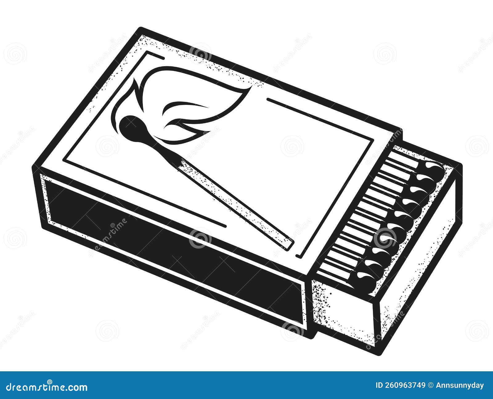 Burnt Match Stick With Fire And Matchbox. Set Of Boxes, Opened And ...