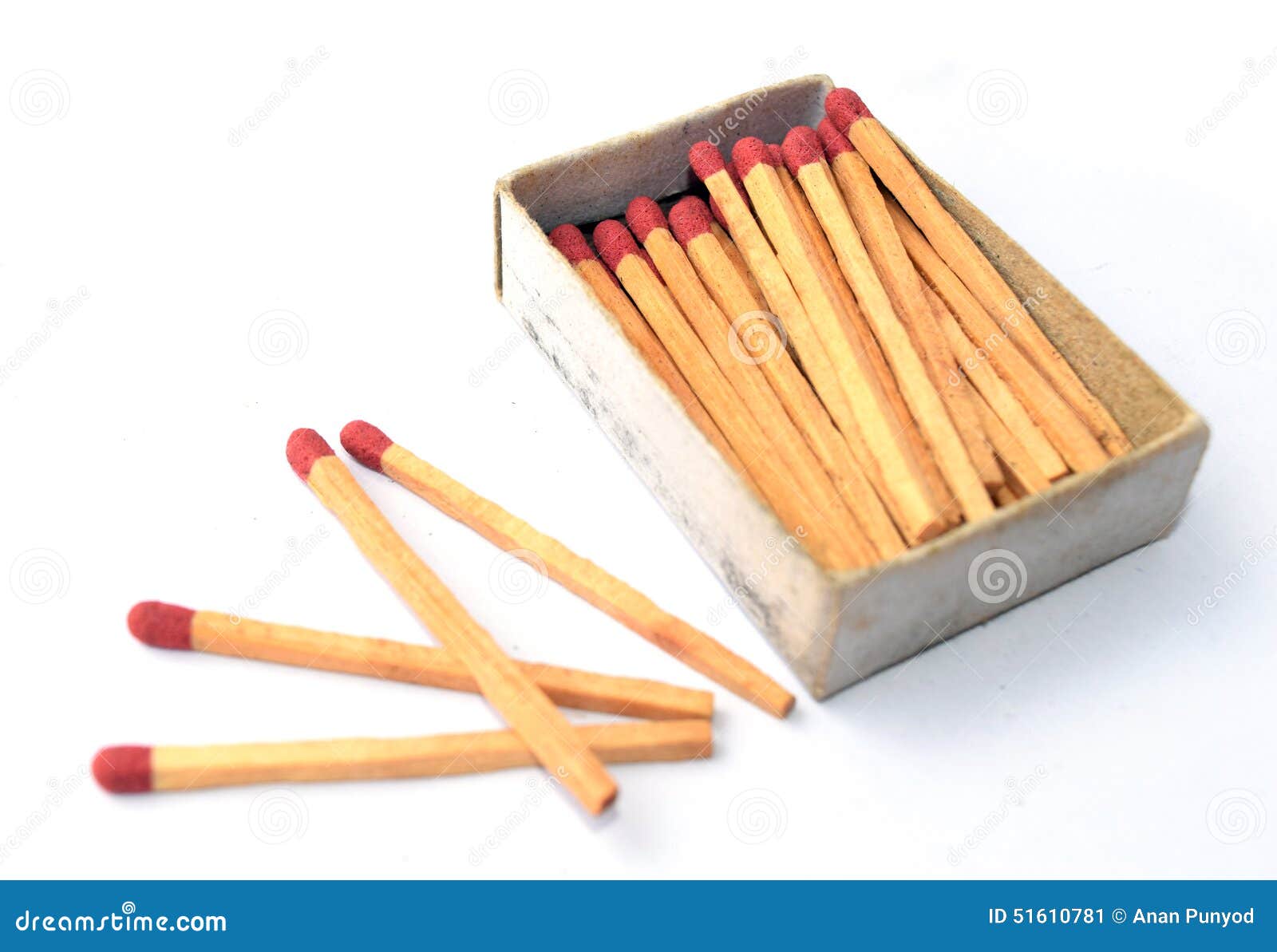 The Box of Matches and the Other 4 Matches Outside the Box Stock Image ...
