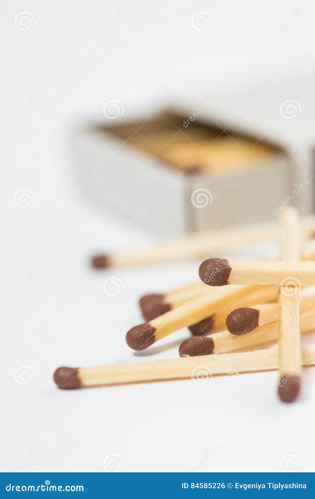 Box of matches on a white stock photo. Image of close - 84585226